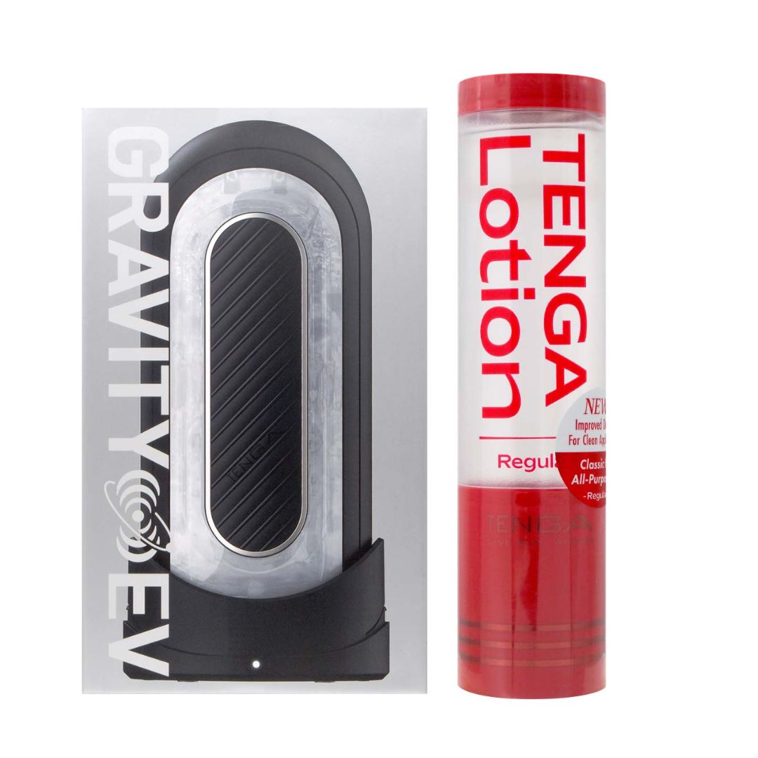 【優惠裝】日本TENGA Flip 0（Zero） Gravity Black 硬版零重力電動飛機杯（銀黑色）（可重用） (連紅色lotion ...